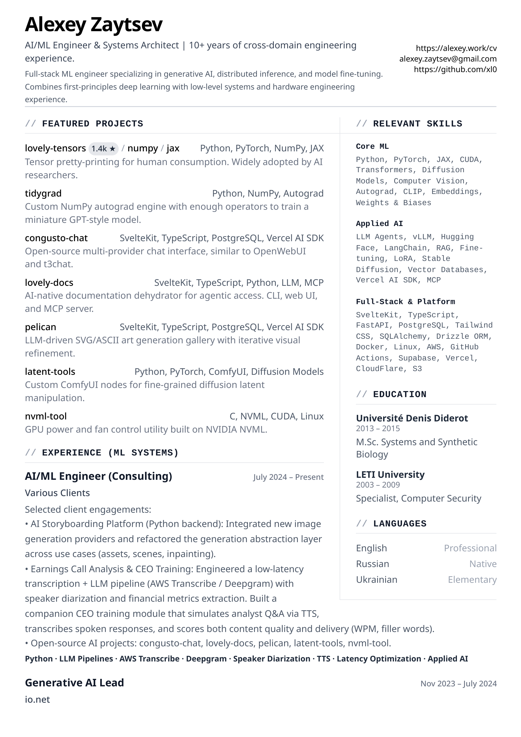 Alexey Zaytsev - ML Systems CV